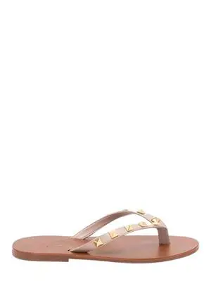 Valentino Garavani Rockstud Embellished Thong Sandals - Neutrals