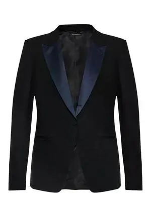 TOM FORD Peak Lapel Wool Blazer - Black
