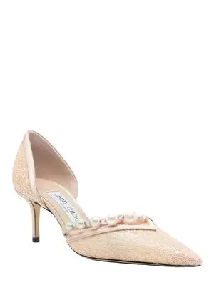 JIMMY CHOO Aurelie Pearl-embellished Heeled Pumps - Pink