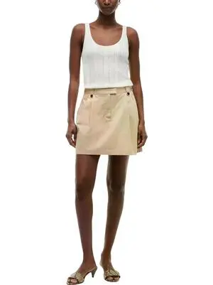 Tommy Hilfiger Pleated Embroidered Mini Skirt - Neutrals
