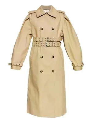 GANNI Double-breasted Belted Trench Coat - Neutrals
