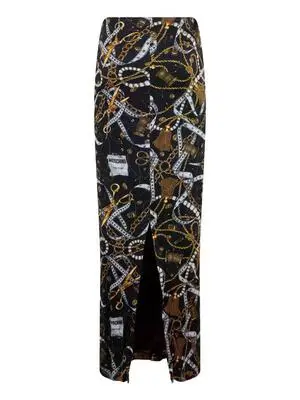 Moschino Graphic Print Maxi Skirt - Black