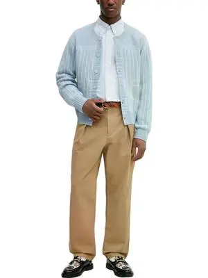 Kenzo Intarsia-knit Pinstripe Cardigan - Blue