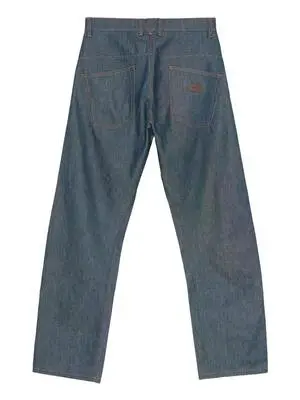 Moschino Contrast Stitching Logo Patch Jeans - Blue