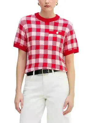 Barbour Esther Gingham Pattern Top - Red