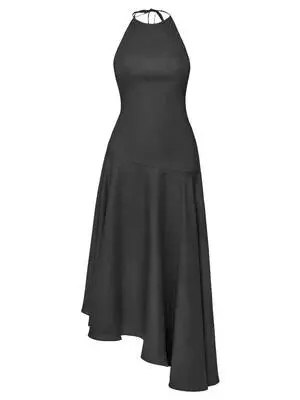 ANOUKI Asnouki Asymmetric Halterneck Dress - Black