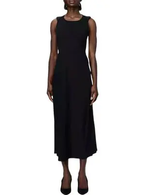 Armani Exchange Crêpe Sleeveless Midi Dress - Black