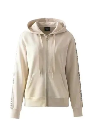 Guess Logo-Tape Zip-Up Hoodie Neutrals