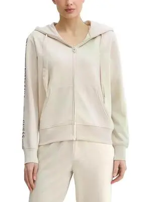 Guess Logo-tape Zip-up Hoodie - Neutrals