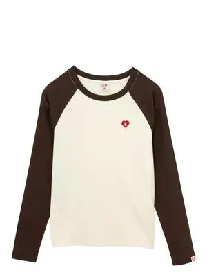 AAPE BY *A BATHING APE Raglan Sleeve Heart-patched T-shirt - Neutrals