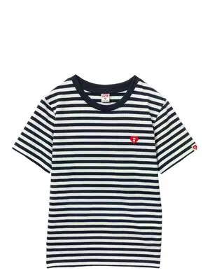 AAPE BY *A BATHING APE Striped Heart-patch T-shirt - Blue