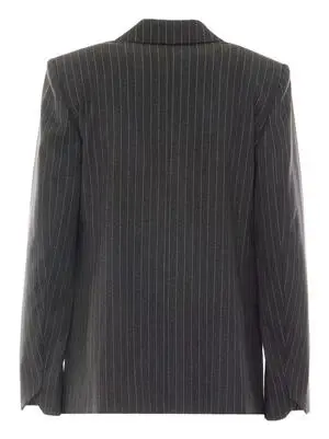 Zadig&Voltaire Pinstriped Embroidered Logo Blazer - Grey