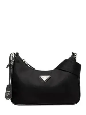 Prada Saffiano Trimmed Re-nylon Re-edition 2005 Satchel - Black