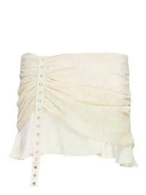 GLOWNY Ruched Detail Mini Skirt - Neutrals