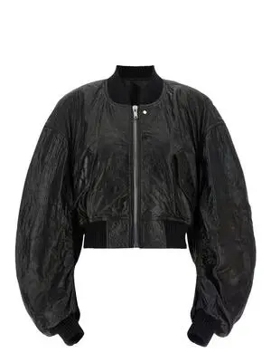 Rick Owens Cropped Flight Bomber Jacket - Black