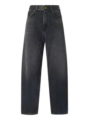 Pinko Leather-trim Wide-leg Jeans - Grey