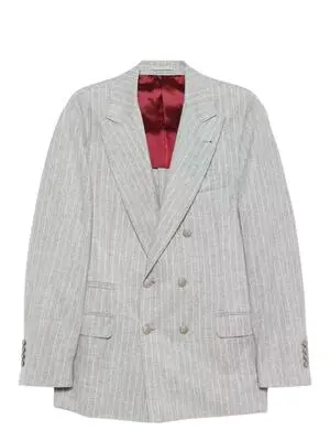 Brunello Cucinelli Pinstripe-pattern Double-breasted Blazer - Grey