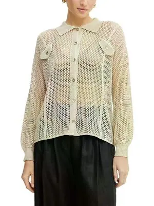 FRACOMINA Open-knit Button-up Cardigan - Neutrals