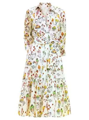 ALESSANDRO ENRIQUEZ Graphic Print Tiered Mini Dress - White