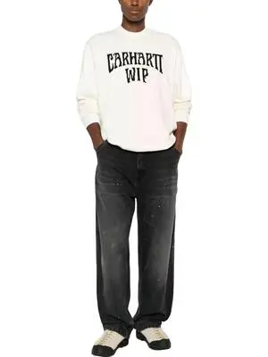 Carhartt Work In Progress Intarsia Logo Crew Neck Sweater - Neutrals