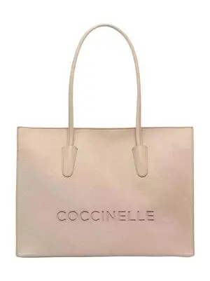 COCCINELLE Grained Leather Tote Bag - Neutrals