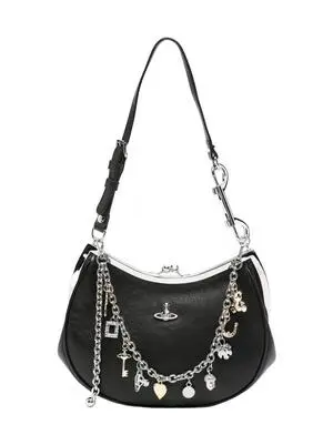 VIVIENNE WESTWOOD Charm Embellished Leather Shoulder Bag - Black
