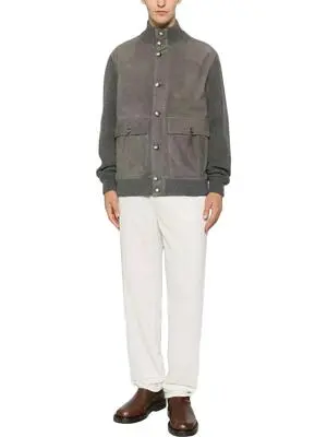 Brunello Cucinelli Ribbed Suede Panel Jacket - Grey