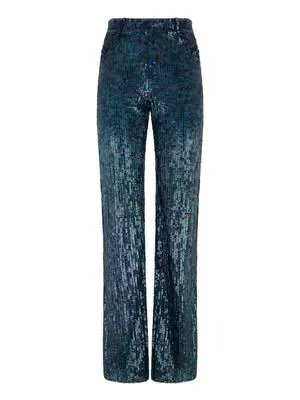Alberta Ferretti Sequin-embellishment Straight-leg Trousers - Blue