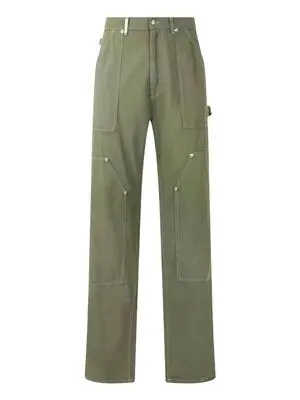 Moschino Contrast Stitch Straight-leg Trousers - Green