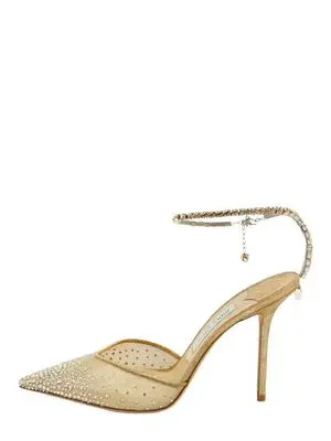 JIMMY CHOO Saeda Crystal-embellished Stiletto Pumps - Gold