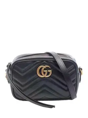 Gucci Mini Gg Marmont Matelassé Leather Crossbody Bag - Black