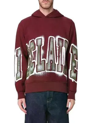 DISCLAIMER Logo Print Cotton Hoodie - Red
