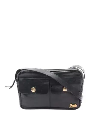 Celine 2000s Grained Leather Carriage Cross Body Bag - Black