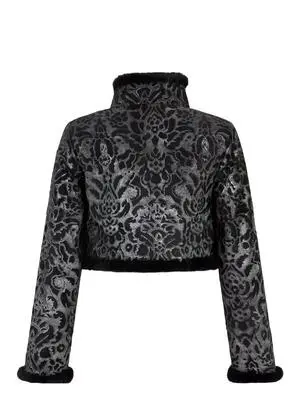 Moschino Damask Pattern Faux-fur Trim Jacket - Black