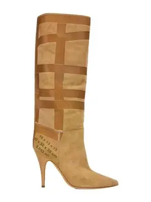 Moschino Tape Detail Knee-high Boots - Brown