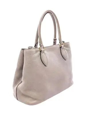 Prada Vitello Daino Leather Tote Bag - Grey