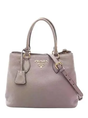 Prada Vitello Daino Leather Tote Bag - Grey