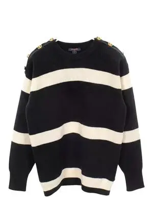 LOUIS VUITTON Striped Crew Neck Sweater - Black