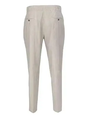 Isaia Vertical Stripe Drawstring Trousers - Neutrals