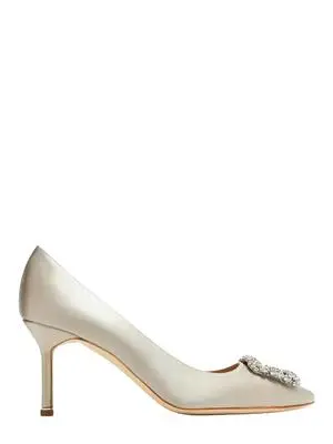 Manolo Blahnik Hangisi 70 Crystal-buckle Pumps - Neutrals