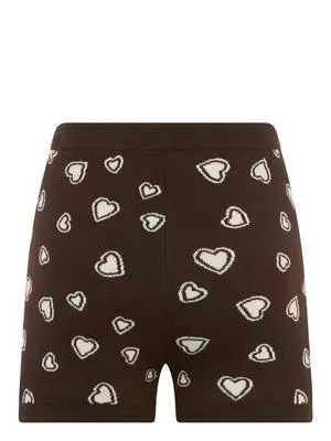 Moschino Heart-print Wool Mini Shorts - Brown