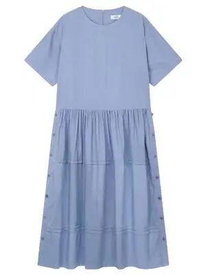 STUDIO TOMBOY Button-detail Tiered Midi Dress - Blue