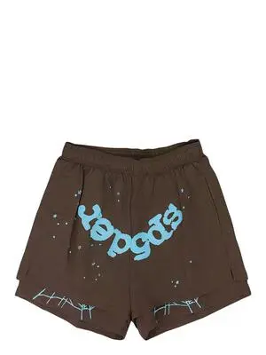 SP5DER Og Web Double-layer Shorts - Brown