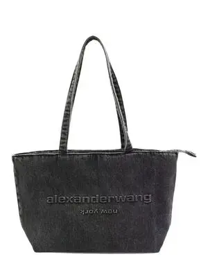 Alexander Wang Logo Embossed Denim Tote Bag - Grey
