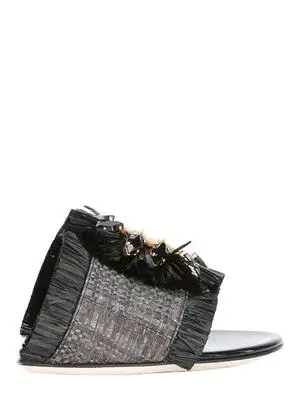 Dolce & Gabbana Embellished Flower Sandals - Black