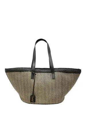 Saint Laurent Raffia Panier Basket Shopper Tote Bag - Neutrals