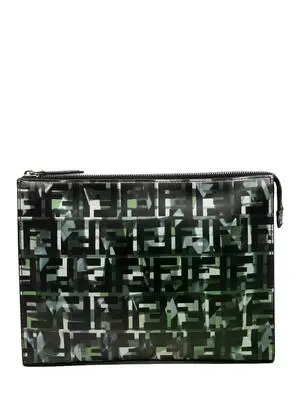 Fendi Ff 1974 Nylon Camouflage Clutch Bag - Black