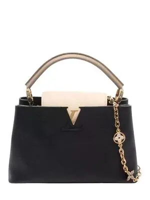 LOUIS VUITTON Louis Vuitton Taurillon Capucines MM Satchel Black