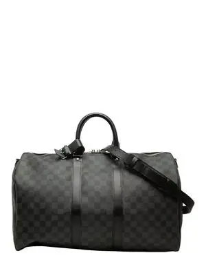 LOUIS VUITTON Damier Graphite Keepall Bandouliere 45 Travel Bag - Black