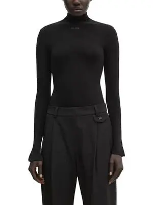 WRSTBHVR Amber Logo-print High-neck Bodysuit - Black